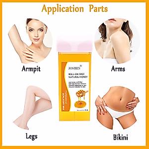 Honey Roll On Wax, Hair Removal Wax Cartridge, Depilatory Wax Roller Refill for Hands, Legs, Arms (4-Pack) 14.1 Ounce…