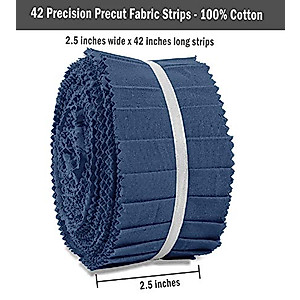 Soimoi 40Pcs Solid Blue Cotton Precut Fabrics for Quilting Craft Strips 2.5 Inches Jelly Roll