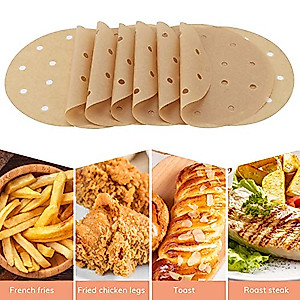 Beasea Air Fryer Parchment Paper, 200pcs 7 Inch Unbleached Air Fryer Disposable Paper Liners Filter Paper Perforated Parchment Paper Bamboo Steamer Papers for Air Fryer and Steaming Basket