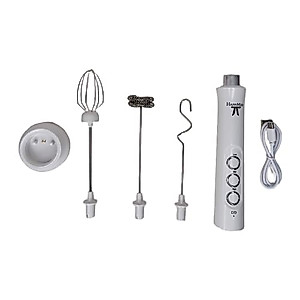 HappiMiss Milk Frother USB Rechargeable - 3 whisks: Wire for Making Perfect Fluffy Foam Lattes, Matcha, Macchiatos, Cappuccino, Butter Coffee, Hot Chocolate, Cold Foam - Snowy Day White