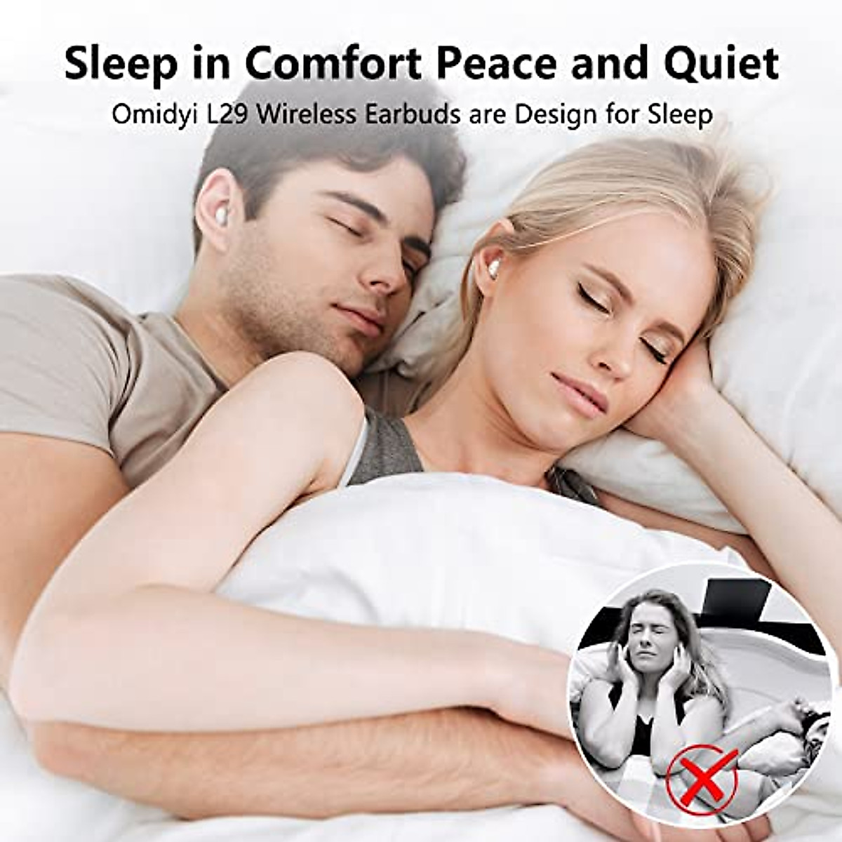 Omidyi True Wireless Sleep Earbuds, Noise Blocking Headphones in Ear for Sleeping, Lightweight and Comfortable, Bluetooth Earbuds Designed Specially to Help You Fall Asleep Better [2022 Version]