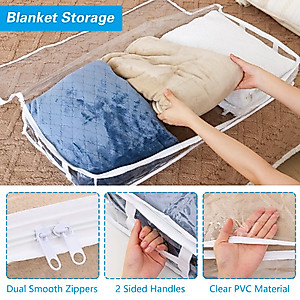 Fixwal 2pcs Clear Storage Bags, Plastic Under Bed Storage Bins, Large Capacity Storage Containers for Comforters Blankets Clothes Bedding