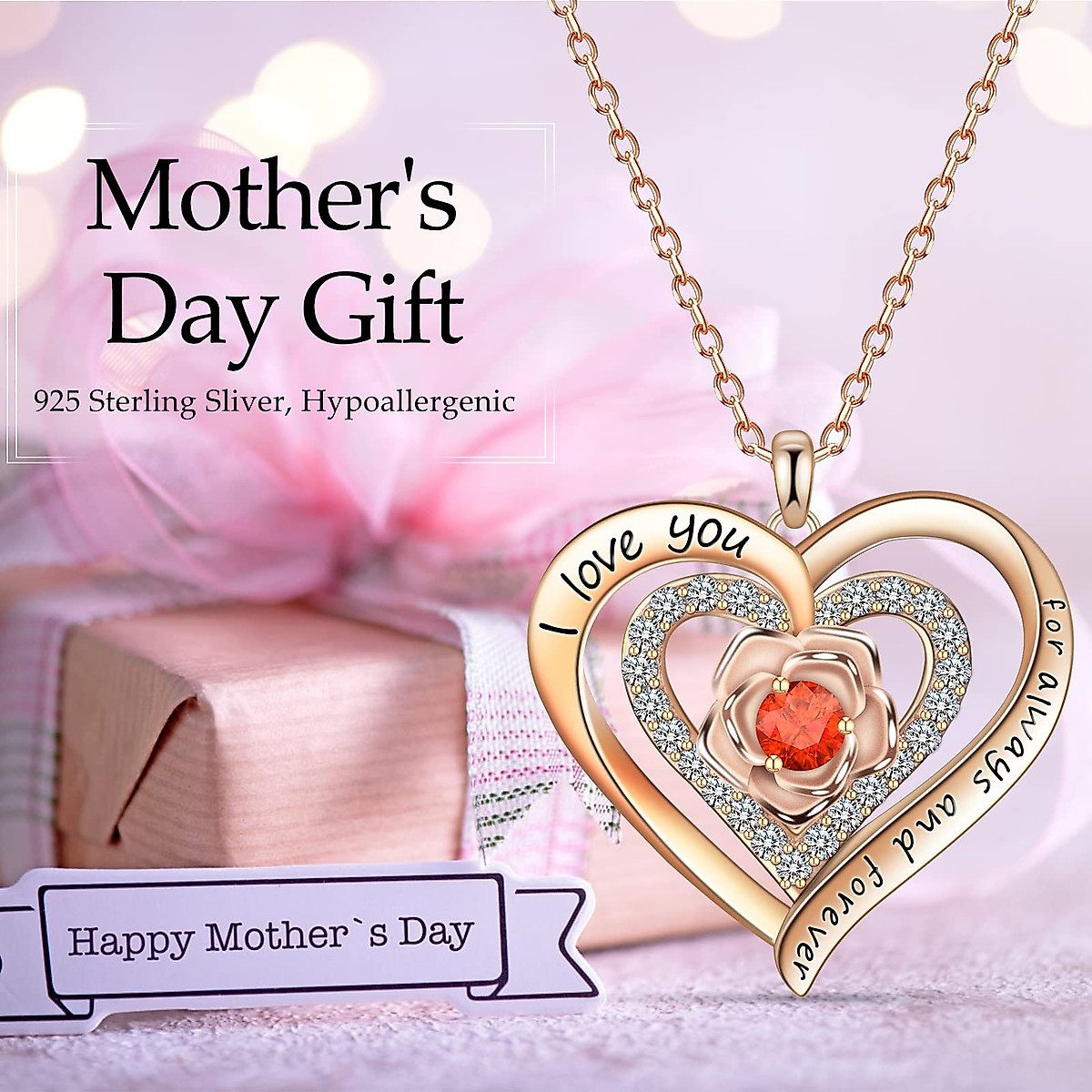 LMYLNKT 925 Sterling Jewelry Gift Forever Love Heart Zirconia Pendant Necklace for Women - Perfect Anniversary, Christmas gifts Mother's Day, and Birthday Gift for Women Mom Girlfriend Girls Her