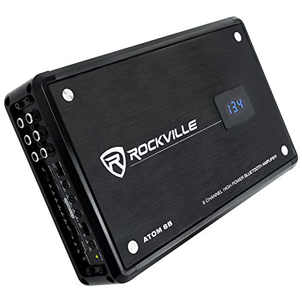 Rockville ATOM 8B 8 Channel 3500 Watt Marine/Boat Amplifier Bundle with Rockville RWK42 4 Gauge 4 Chan Car Amp Wiring Installation Wire Kit & Rockville RTR172 17 Foot RCA Cable Split Pin (3 Items)
