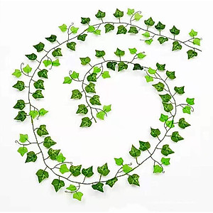 FOLUXING 24 Pack 165Feet Artificial Ivy Garland，Leaf Vines Plants, Fake Ivy Leaves Hanging for Home Kitchen Garden Office Party Wedding Wall Decoration