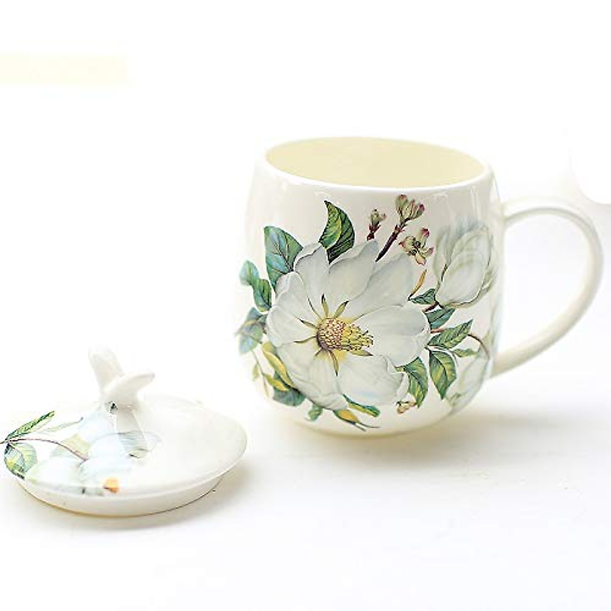 400ml Coffee Mugs with Spoon, Europe Noble Bone China Coffee Cup, Floral Ceramic Tea Cup, Tea Cup, Fancy Tea Cups, Gifts for Women, Tea Mugs,Flower Tea Cup, Luxury Tea Sets for Women