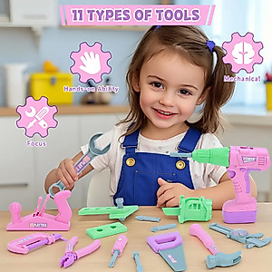 Kids Tool Set, 31 PCS Kids Tool Box Pretend Play Construction Toy with Electric Drill Hammer Tool Accessories Toddler Tool Set for Girls Boys Ages 3 4 5 6 7 Years Old