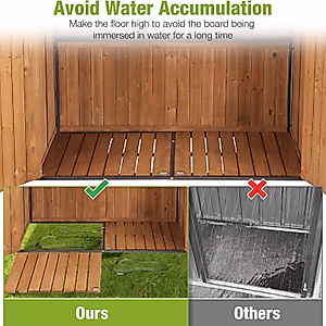 GUTINNEEN 4.6x2.42FT Sheds & Outdoor Storage Shed with All Around Metal Frame,Wooden Tool House with Adjustable Shelfs, Garden Tool Shes for Backyard Garden Patio Lawn, Brown