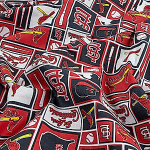 MLB Cotton Broadcloth St. Louis Cardinals Black/Red, Fabric by the Yard