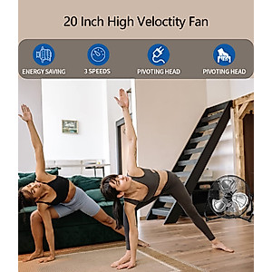 BEESTAR 20 Inch Floor Fan,High Velocity Fan with 3-Speeds&Adjustable Tilting Head,Heavy Duty Metal Industrial Fan for Shop, Garage,Commercial, Residential, and Greenhouse,Black (20 INCH)