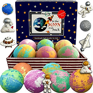Galaxy Bath Bombs for Kids with Surprise Inside - Organic Bubble Bath Bombs with Educational Outer Space Planet Toys. Gentle, Natural & Kids Friendly - Birthday Gifts for Kids, Halloween Party Favors