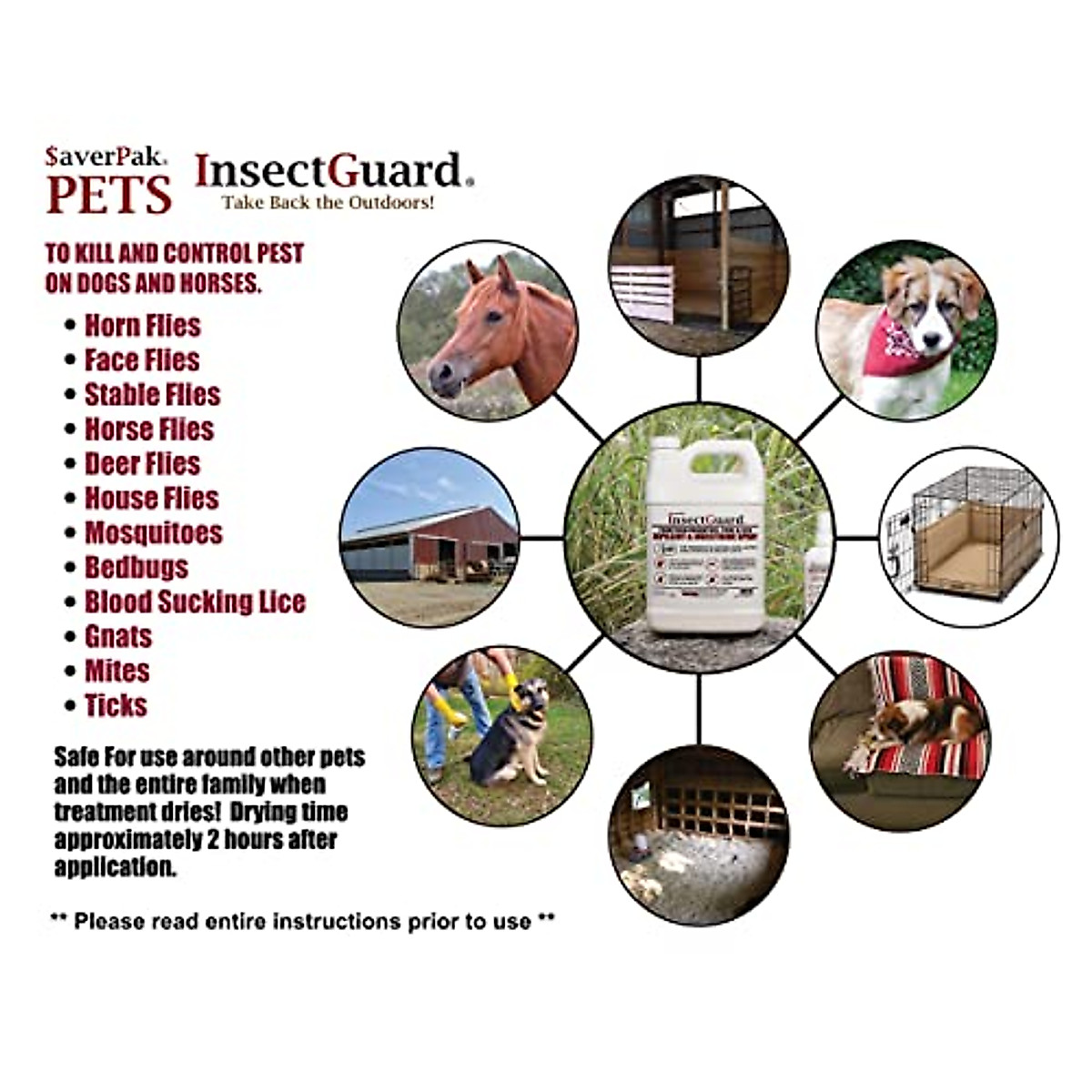 $averPak InsectGuard Permethrin Mosquitoes, Ticks and Flies Repellent & Insecticide Spray for Pet Dog Horse Blanket Bed Kennal Stabels & More - Gallon (128oz)