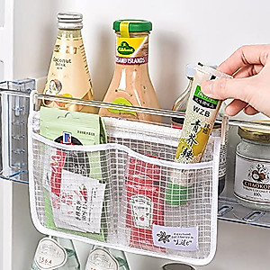 MOLANLY 4PCS Refrigerator Door Organizer Set, Fridge Hanging Mesh Bag for Kitchen Storage Bag, Household Sundries Sorting Bag Used to Refrigerator Side Door, Only for Small Objects Containers