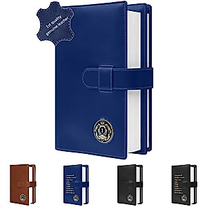 Genuine Leather Double AA Big Book Cover & 12 Steps & 12 Traditions | Medallion Holder | by Galileo | Perfect Gift | Alcoholics Anonymous (Genuine Leather, Navy Blue)