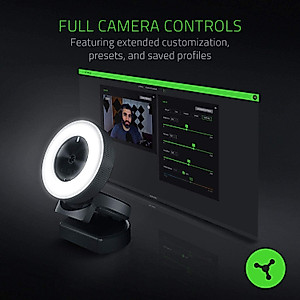 Razer Kiyo 1080p 30 FPS/720 p 60 FPS Streaming Webcam with Adjustable Brightness Ring Light, Built-in Microphone and Advanced Autofocus