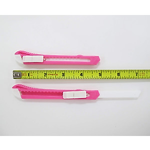 2pcs MOJO-HOME Ceramic Box Cutter - Utility Knife for Opening Packages with Safety Lock and snap Off Blades (Pink)