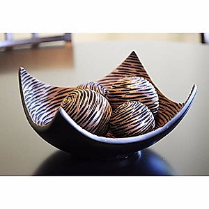 Seraphic 5pc Large Decorative Bowl for Home Decor Coffee, Kitchen, Dining Table Centerpieces, Orbs/Balls Included, Brown