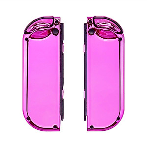 eXtremeRate DIY Replacement Shell Buttons for Nintendo Switch & Switch OLED, Chrome Pink Custom Housing Case with Full Set Button for Joycon Handheld Controller - Console Shell NOT Included