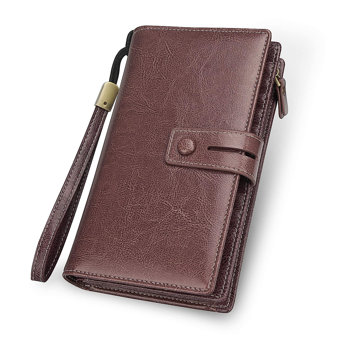 FT FUNTOR Women's Big Fat RFID Blocking Wallet Leather Zip Around Clutch Large Purse Phone Organizer Wristlet purple