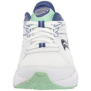 Saucony Women's Cohesion 14 Road Running Shoe, White/Navy/Mint, 8.5