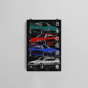 ALLUCKII JDM Japanese Car Poster Legends Essential Classic Canvas Wall Print Art Living Room Wall Decor Artwork Paintings for Bathroom Decor 16"X24" No Frame