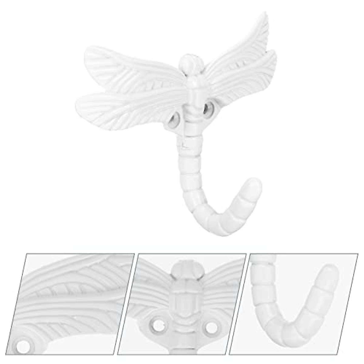 ARTIBETTER 2 Sets Dragonfly Hook Wall Art Key Holders Laundry Utility Wall Racks Dragonfly Decorative Hook Hat Rack Heavy Duty Hook Dragonfly Key Hanger Clothing White Hand Towel Wrought Iron