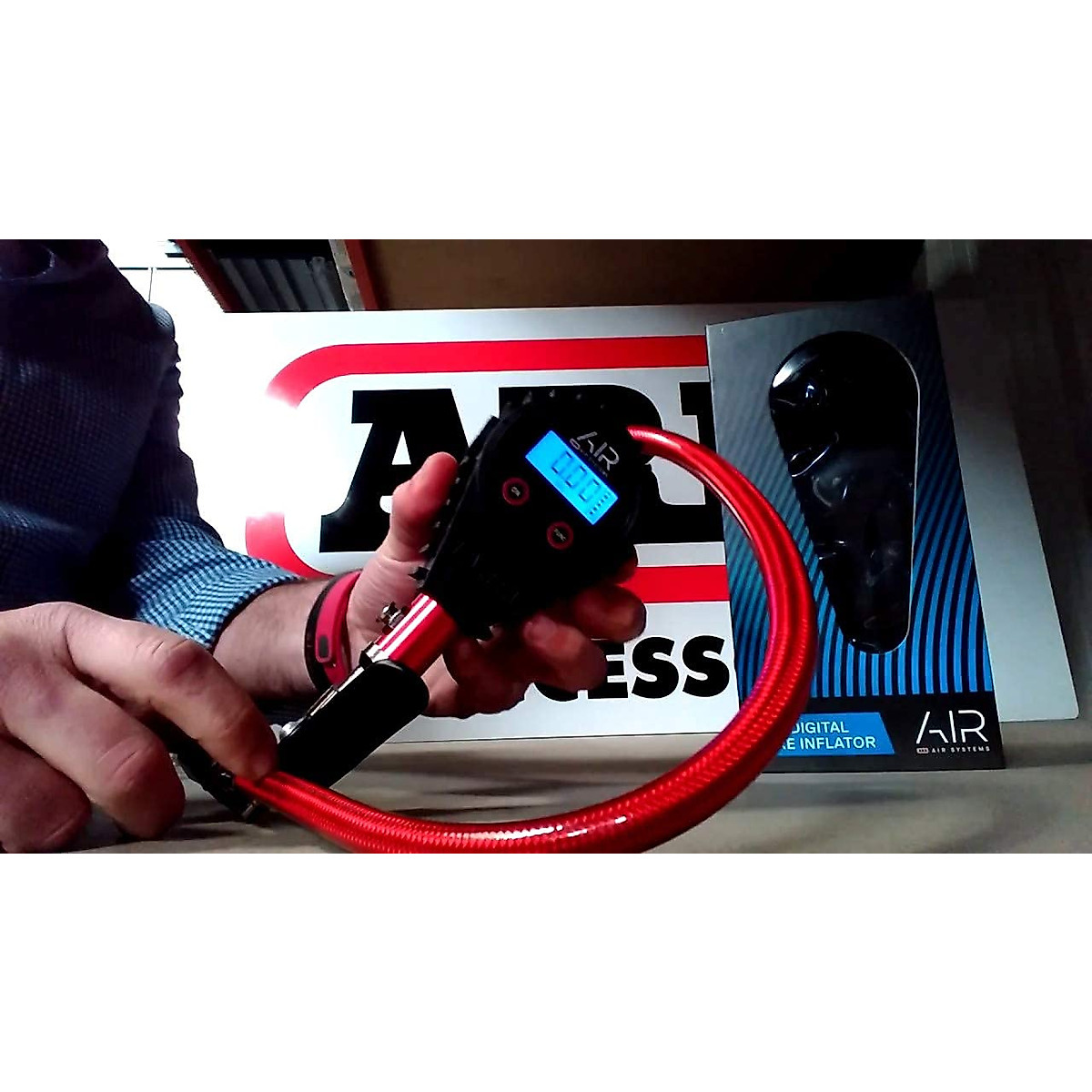 ARB ARB601 Digital Tire Pressure Gauge with Braided Hose and Chuck, Inflator and Deflator 25-75 PSI Readings