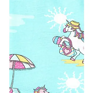 The Children's Place baby girls The Children's Place Toddler Unicorn Short Sleeve Top and Shorts Snug Fit 100% Cotton 2 Pajama Set, Unicorn Ice Cream, 6-9 Months US