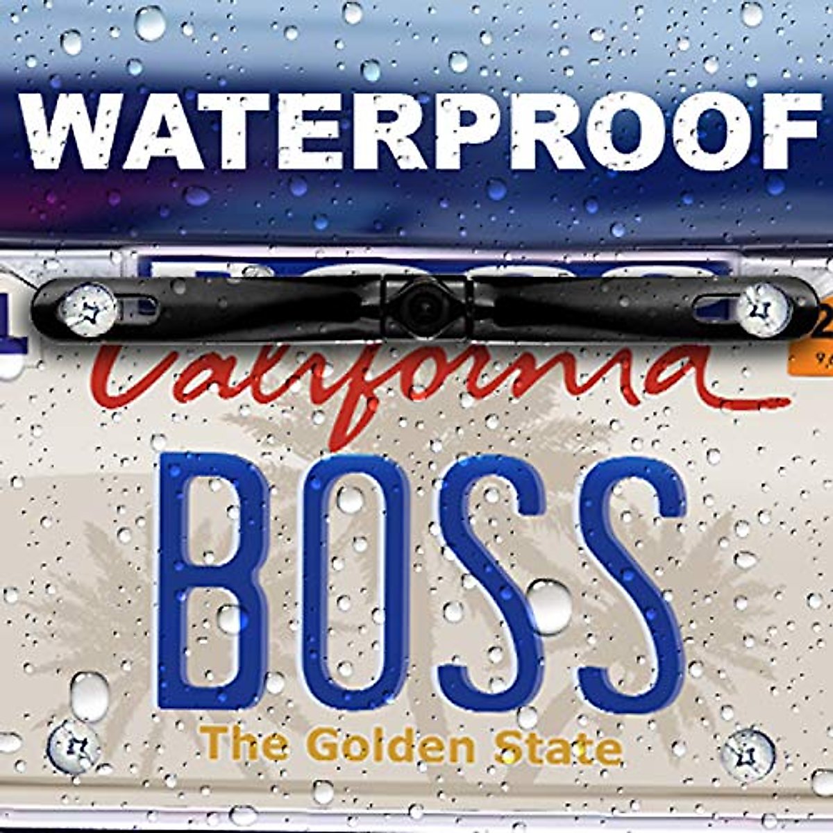 BOSS Audio Systems LPCB36 Car Rearview Backup Camera - License Plate Mount, High Resolution, Easy Mounting, 170 Wide Angle, Weatherproof, Low Light Friendly, Distance Guide View
