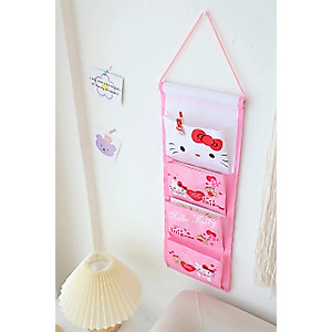 Zmioviq Cute Cartoon Hanging Closet Organizers and Storage, 4-Shelf Closet Hanging Storage Shelves for Girls Bedroom