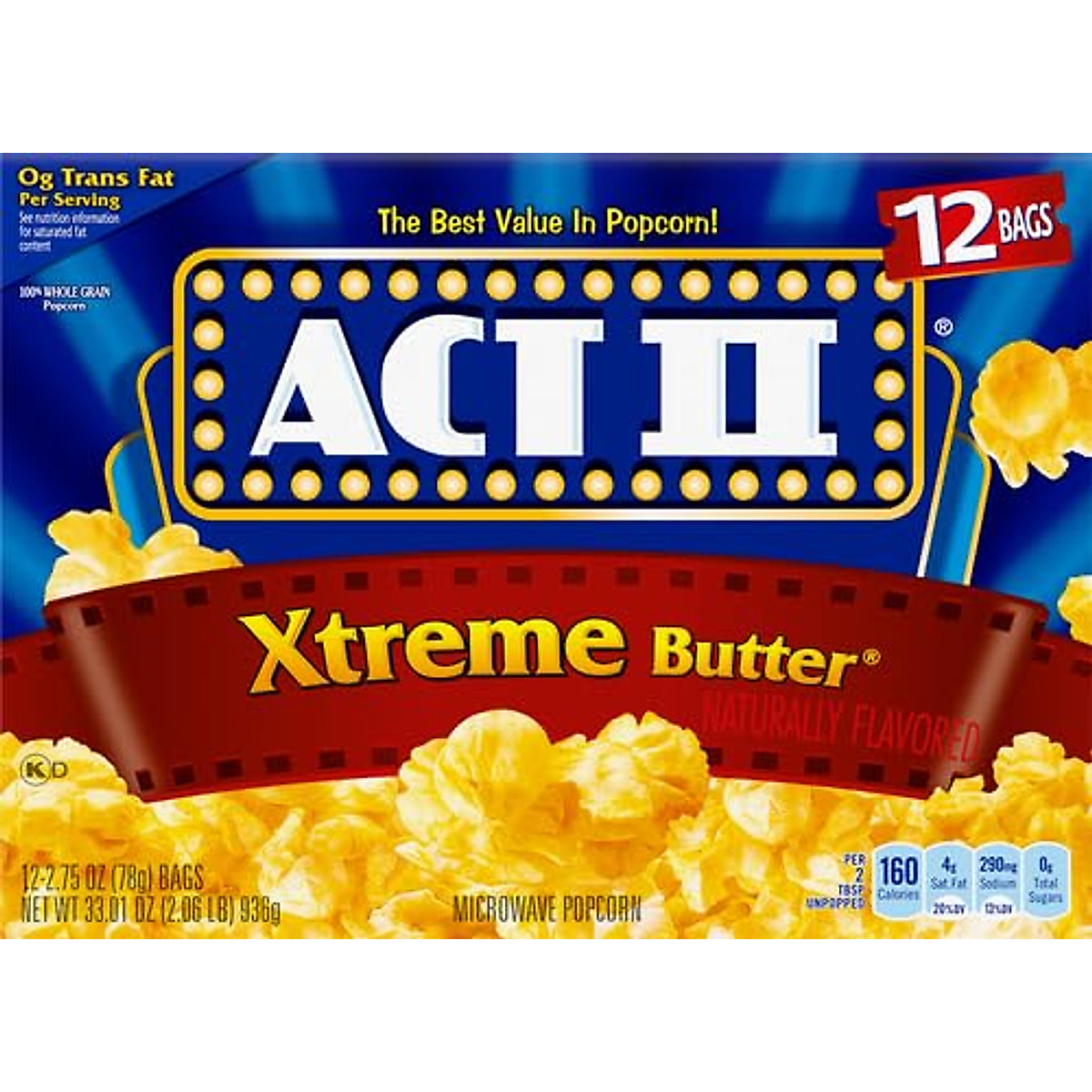 ACT II Xtreme Butter Popcorn, 2.75 Oz, 12 Ct