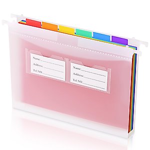 Zuozee Hanging File Folder for Letter Size, Desktop File Holder with 7 Pockets Accordion Dividers Folder, Filing Cabinet Organizer for Office, Home and Classroom, Clear