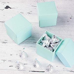 Mini Small Square Cube Robin's Egg Blue Gift Boxes with Lids for Party Favors, Decoration, Weddings, Birthdays, and more. 2" x 2" x 2" in Size. (10 Pack)