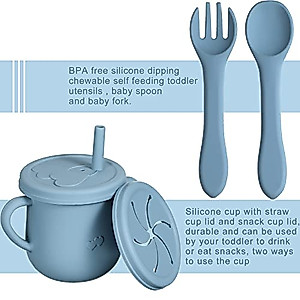 Mimorou 16 Pack Baby Feeding Supplies Set, Silicone Baby Led Weaning Suction Plates and Bowls Silicone Bibs Anti Slip Placemat Snack Cups Baby Spoons Forks, Toddler Eating Utensil Set