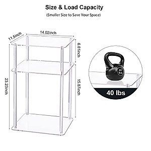 HMYHUM Small Acrylic Side Tables for Small Spaces, 14" L x 11.5" W x 23.2" H, Small Nightstand/Bedside Table Set of 2, Home Accent End Table for Living Room, Bedroom, 3-Tier, Clear