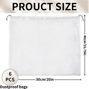 Cptoion 6 Pack Dust Bags for Handbags,Dust Cover Storage Bags Silk Dustproof Drawstring Bag,Silk Dust Cover Bag for Handbags Purses Clothes Shoes Boots (White, 20 × 15.75 in)