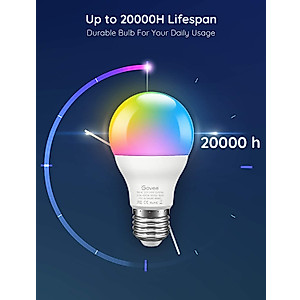 Govee Smart LED Bulbs, Bluetooth Light Bulbs, RGBWW Color Changing Light Bulbs with App Control, A19, E26, Music Sync and 8 Scene Mode for Living Room Bedroom Party, 2 Pack(Not Support WiFi/Alexa)