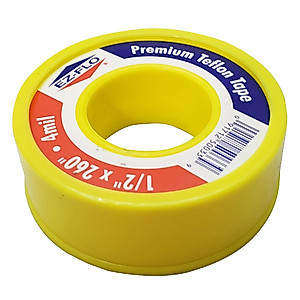 EZ-FLO Gas Teflon Tape, Premium Pipe Thread Tape, 1/2-Inch x 260-Inches x 4 mil, Yellow (10 Pack)