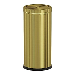 LEASYLIFE 30L/8GAL Gold Brass Kitchen Trash Can,Tall Commercial Garbage can，Large Capacity FILP lid Trash can for Kitchen,Shopping mall,Elevator gate,Airport, Hotel,Commercial (Gold)