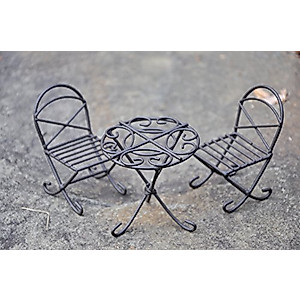 G & F Products MiniGardenn 10021 Fairy Garden Miniature Mini Dollhouse Bistro Set, Rustic