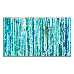KEMA Cotton Chindi Rag Rug, Boho Farmhouse Rustic Area Accent Throw Rug, Handwoven Reversible Natural Yarn,Living Room Den Study Home Décor Gift, 20x32 Inch