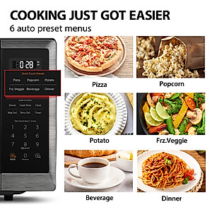 TOSHIBA ML2-EM09PA(BS) Small Countertop Microwave Oven With 6 Auto Menus, Kitchen Essentials, Mute Function & ECO Mode, 0.9 Cu Ft, 10.6 Inch Removable Turntable, 900W, Black Color