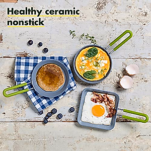 GreenPan Mini Healthy Ceramic Nonstick, 5" Square Egg Pan, PFAS-Free, Dishwasher Safe, Stay Cool Handle, Black