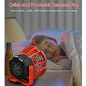 qyuhe Rechargeable Camping Fan Portable Desk Fan with Light, 25 Hours Office Personal Fan with Remote Control, 7800 mAh Power Bank, USB Mini Fan for Tents Bedroom Office Table Car Outdoor