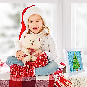 YOBEYI 5D Diamond Painting Kits for Kids Wooden Frame Diamond Arts and Crafts for Kids Mosaic Gem Stickers by Number Kits DIY Painting Arts Crafts Set Embroidery Christmas Gift (Xmas Tree)