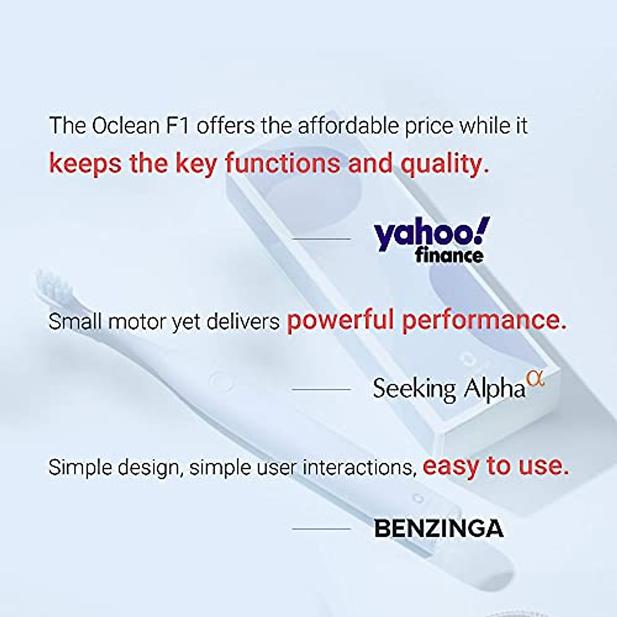 Oclean Electric Toothbrush F1 36,000 VPM Sonic Cleaning with 3 Modes, Rechargeable Sonic Toothbrush 2H Fast USB Charge Last 30 Days W/Smart Timer, for Adults and Teenagers, for Travel - Light Blue