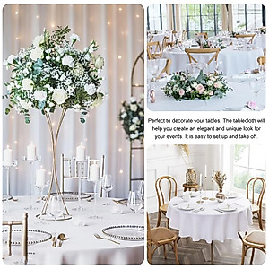 JALANCY 4 Pack Round Tablecloth 90 Inch White Polyester Round Table Cover for Round Tables Washable Decorative Fabric Table Covers for Wedding Dining Table Buffet Parties Banquet Decor