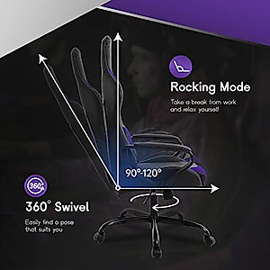 Gaming Chair Office Chair High Back Racing Computer Chair Task PU Desk Chair Ergonomic Swivel Rolling Chair with Lumbar Support for Home Office