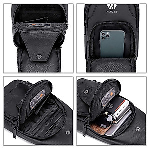 YANZHE Sling Bag, Waterproof Sling Bag for Men, Multipurpose Crossbody Bag Men for Hiking, Casual Lightweight Chest Bag for Men/Women(Matte black)