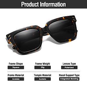 DUCO Retro Square Polarized Sunglasses for Men Women Trendy Vintage Luxury Acetate Sun Glasses UV400 DC2368